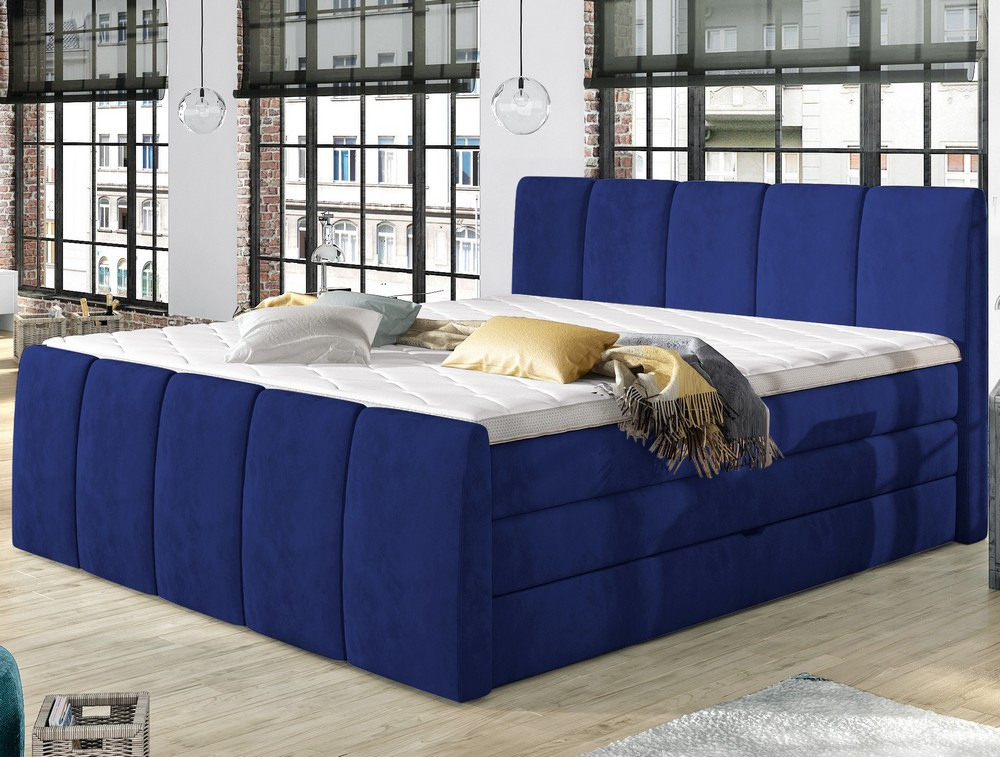 Postel boxspring Fresco 180x200 cm, modrá látka | ASKO - NÁBYTEK