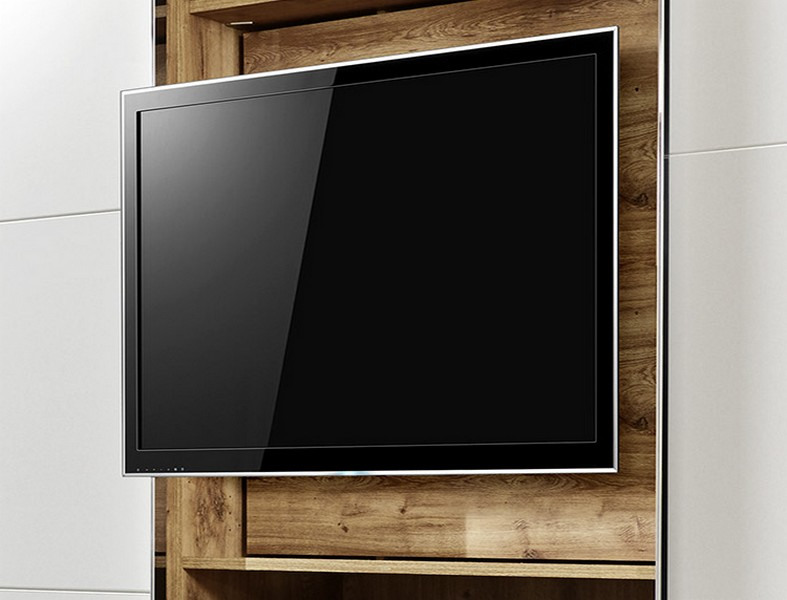 Šatní skříň s TV panelem Magic, prkenný dub/bílá | ASKO - NÁBYTEK