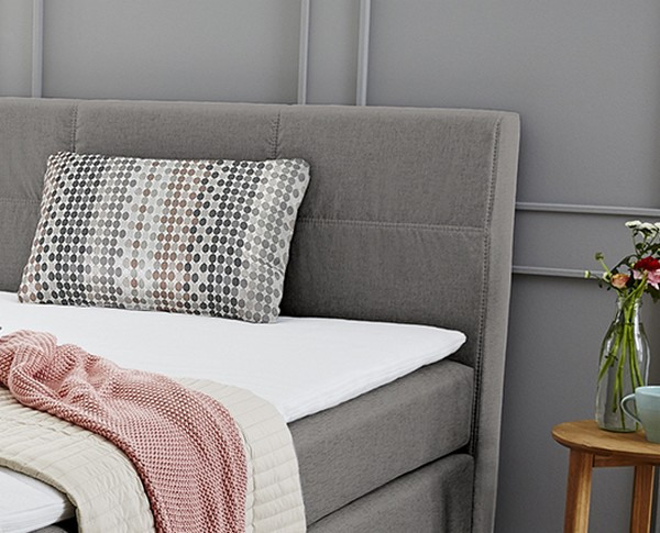 Postel boxspring Estera 140x200 cm, šedá látka | ASKO - NÁBYTEK