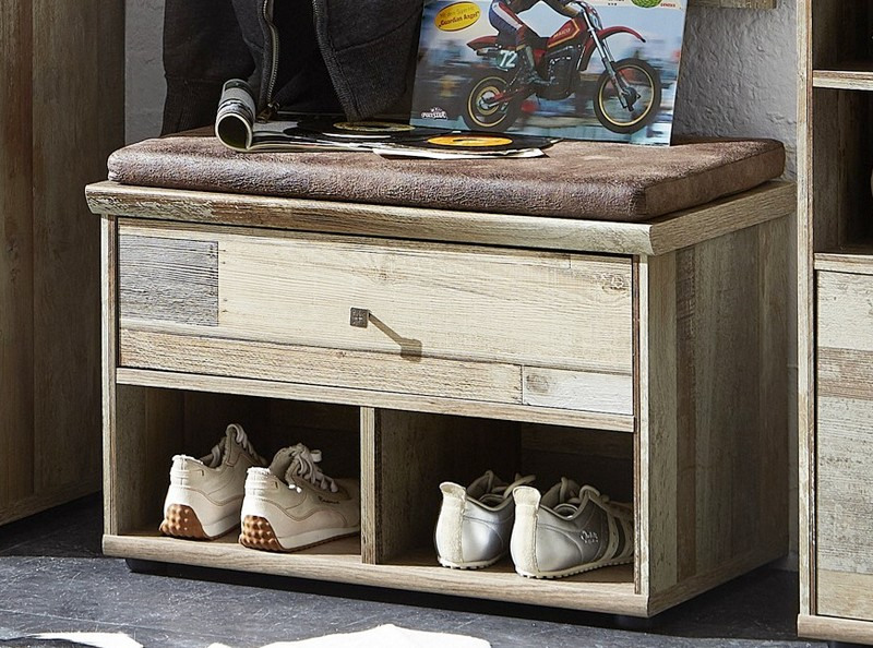 Předsíňová lavice/botník Bonanza, vintage optika | ASKO - NÁBYTEK