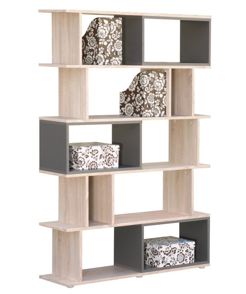 Vysoký regál/knihovna Cubix, dub sonoma/grafitově šedý | ASKO - NÁBYTEK