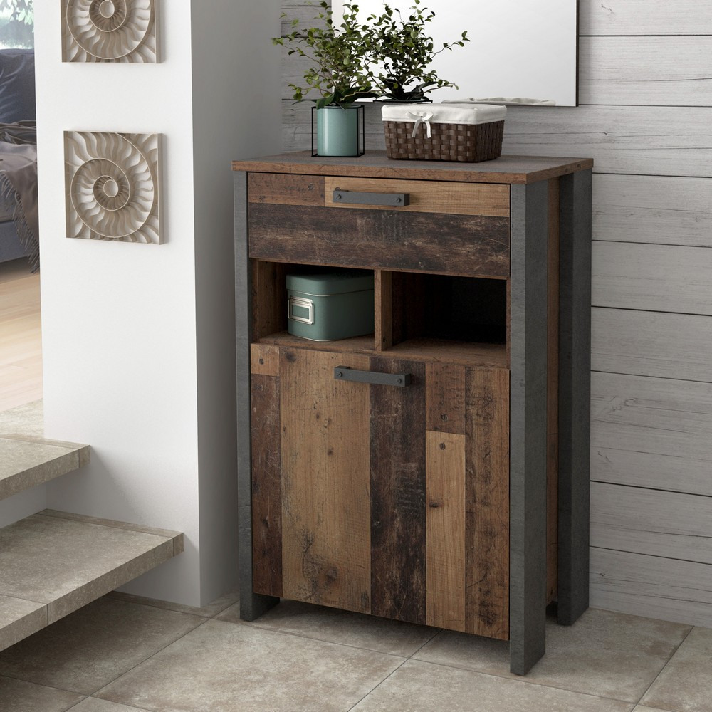 Skříňka/botník Cliff, vintage optika dřeva | ASKO - NÁBYTEK