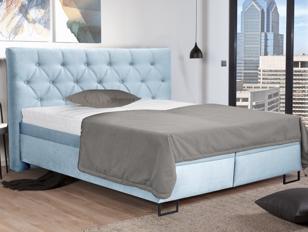 Postel Amy 180x200 cm, světle modrá látka | ASKO - NÁBYTEK