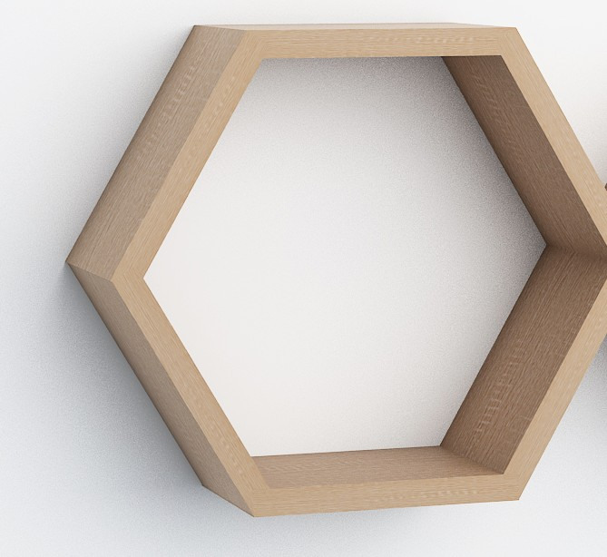 Sada 3 poliček Hexagon, dub sonoma | ASKO - NÁBYTEK