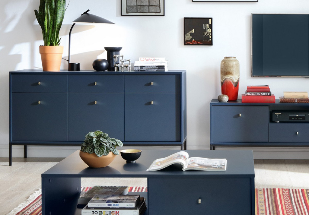 Široká komoda Mono, tmavě modrá | ASKO - NÁBYTEK