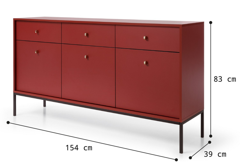 Široká komoda Mono, červená | ASKO - NÁBYTEK