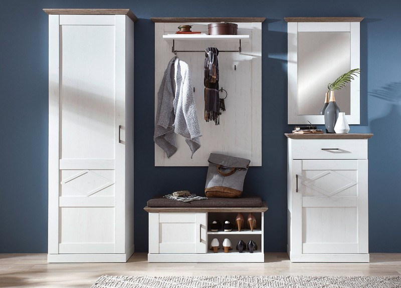 Předsíňová lavice/botník Country, bělená pinie | ASKO - NÁBYTEK