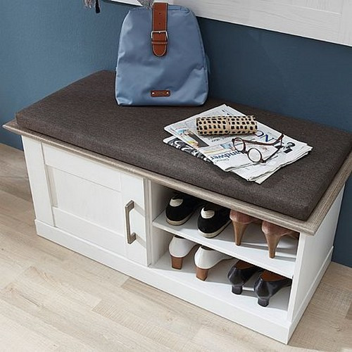 Předsíňová lavice/botník Country, bělená pinie | ASKO - NÁBYTEK