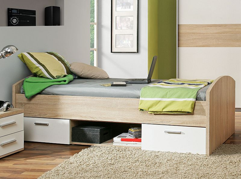 Postel Winnie 90x200, dub sonoma/bílá | ASKO - NÁBYTEK
