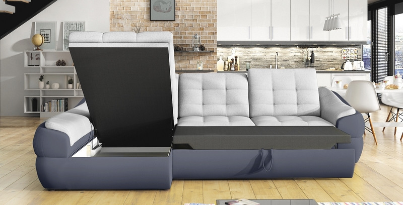 Rohová sedací souprava Lotus Mini OTM-2F, modrá/šedá tkanina | ASKO ...