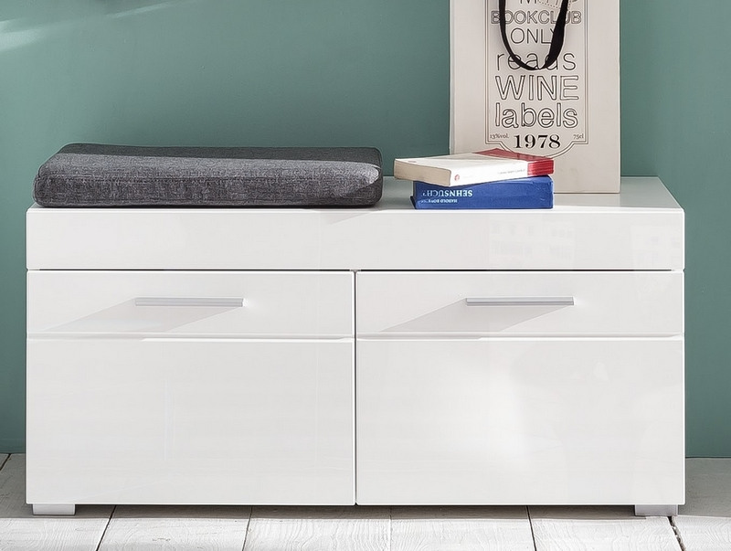 Nízký botník/lavice Amanda 310, lesklý bílý | ASKO - NÁBYTEK