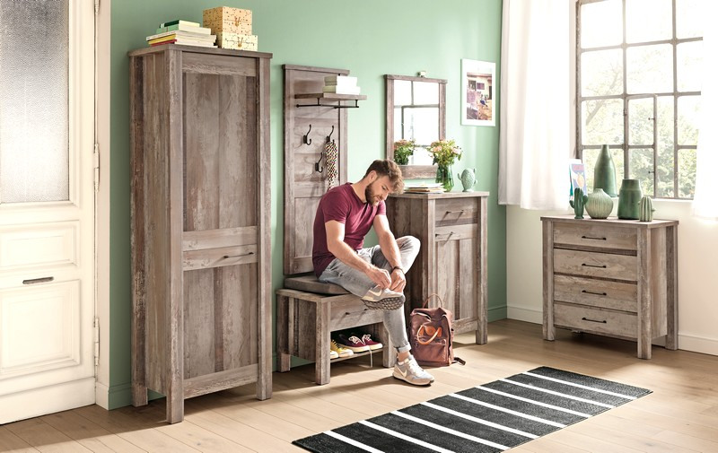 Skříňka/botník Tarragona, vintage optika dřeva | ASKO - NÁBYTEK