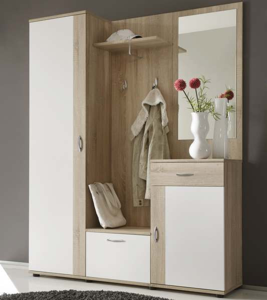 Předsíňová stěna Patent, dub sonoma/bílá | ASKO - NÁBYTEK