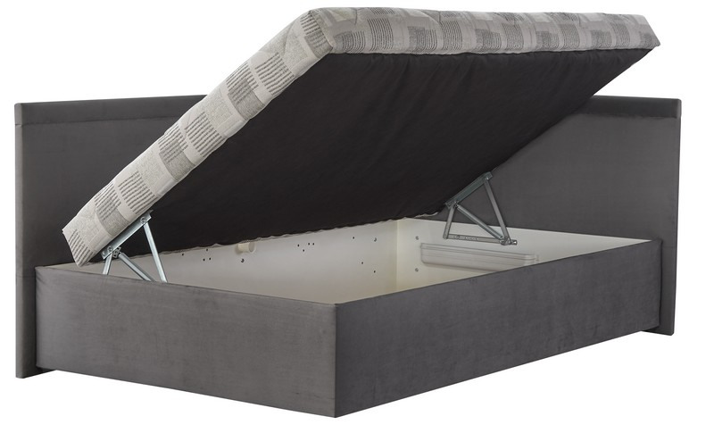 Rohová postel Travis pravá 120x200, šedá látka | ASKO - NÁBYTEK