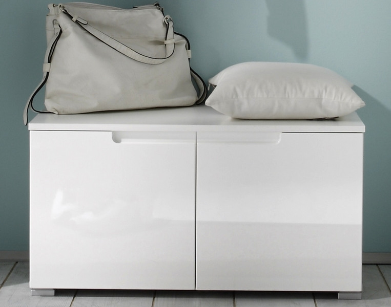 Nízký botník/předsíňová lavice Spice, lesklý bílý | ASKO - NÁBYTEK