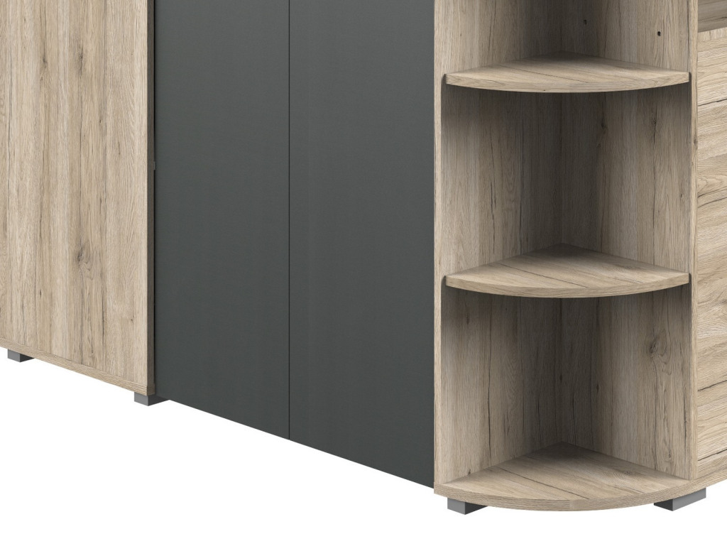 Rohová šatna - šatní skříň Cariba, dub san remo/grafit | ASKO - NÁBYTEK
