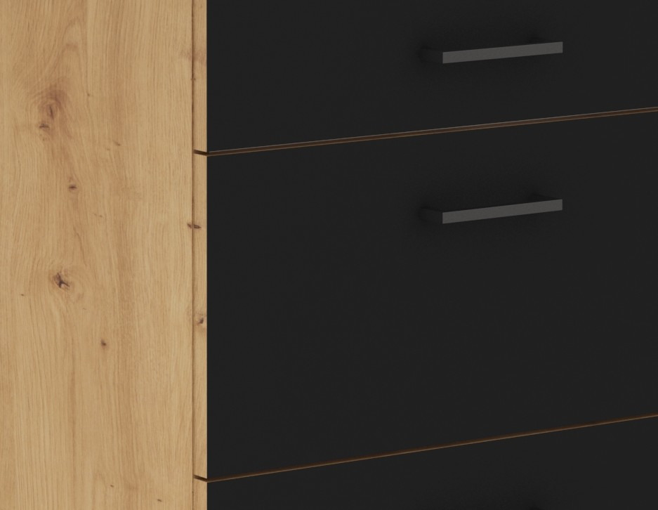 Dolní zásuvková kuchyňská skříňka Modena, 60 cm, dub artisan/černá ...