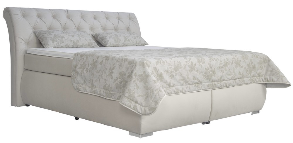 Postel boxspring Agnes 180x200 cm, krémová látka | ASKO - NÁBYTEK