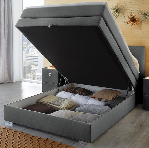 Postel boxspring Amelie 140x200 cm, šedo-hnědá látka | ASKO - NÁBYTEK