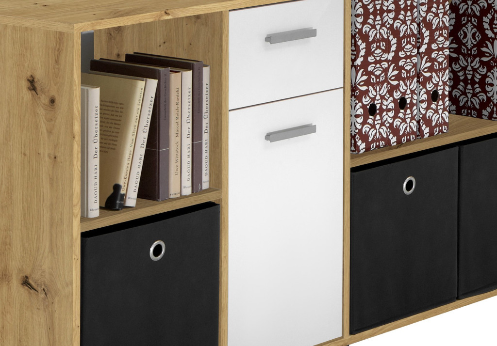 Psací stůl s regálem Lex, dub artisan/bílý | ASKO - NÁBYTEK