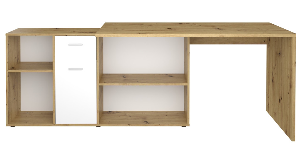 Psací stůl s regálem Lex, dub artisan/bílý | ASKO - NÁBYTEK