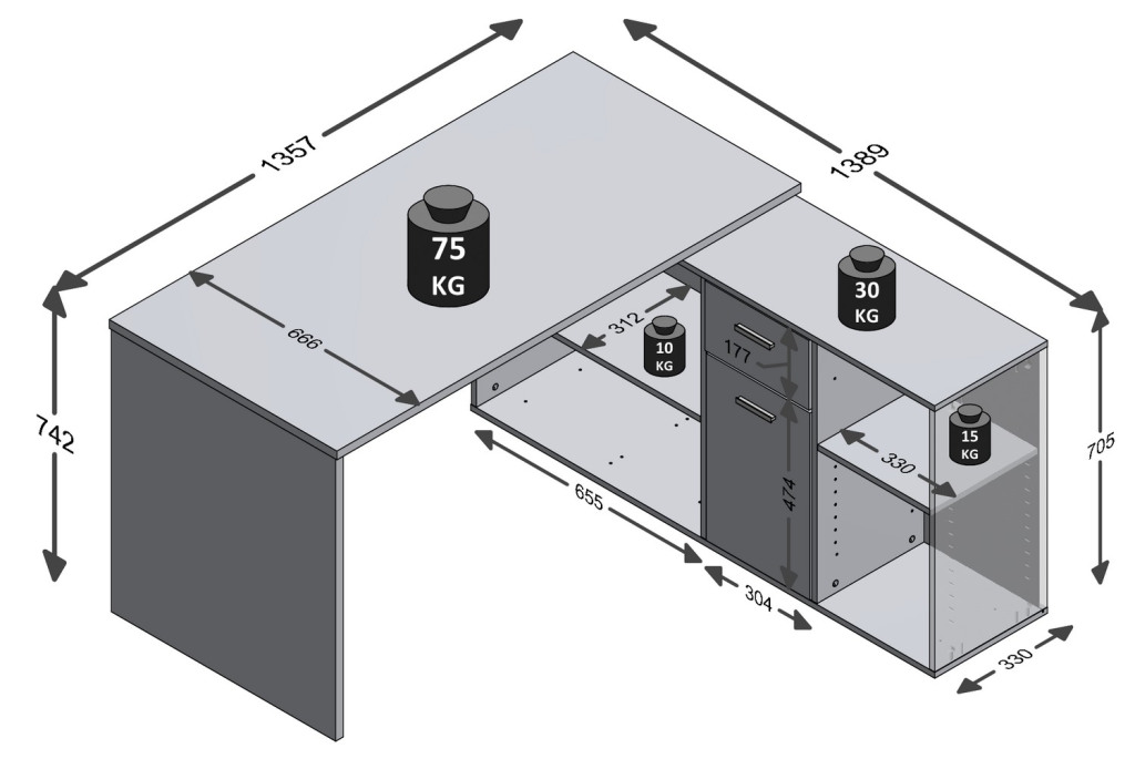 Psací stůl s regálem Lex, dub artisan/bílý | ASKO - NÁBYTEK