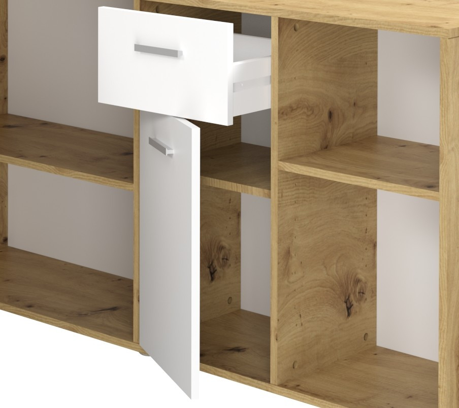 Psací stůl s regálem Lex, dub artisan/bílý | ASKO - NÁBYTEK