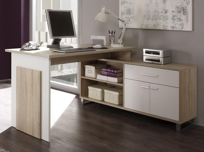 Psací stůl s komodou Manager, dub sonoma/bílý | ASKO - NÁBYTEK