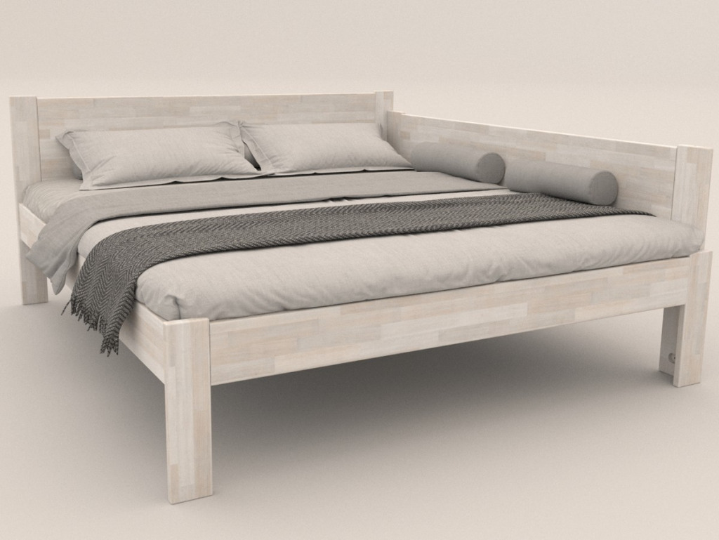 Rohová postel se zástěnou vpravo Fava P 180x200 cm, bělený buk | ASKO ...