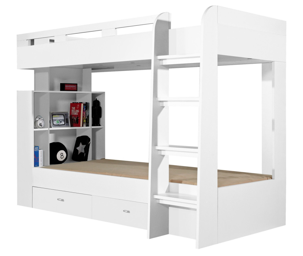 Dvoupatrová postel se zásuvkami Tablo 90x200 cm, bílá | ASKO - NÁBYTEK