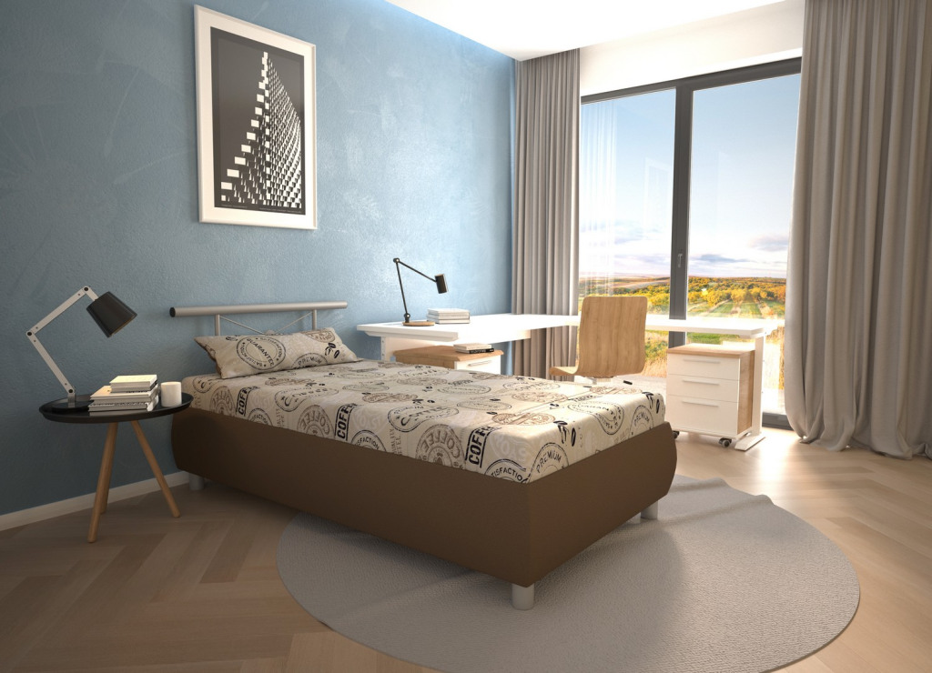 Postel Caribic 110x200 cm, hnědá látka | ASKO - NÁBYTEK