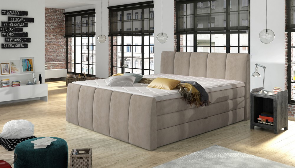 Postel boxspring Fresco 180x200 cm, béžová látka | ASKO - NÁBYTEK