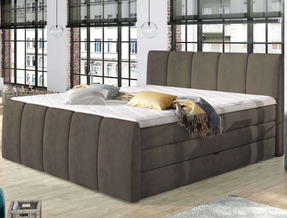 Postel boxspring Fresco 180x200 cm, světle hnědá látka | ASKO - NÁBYTEK